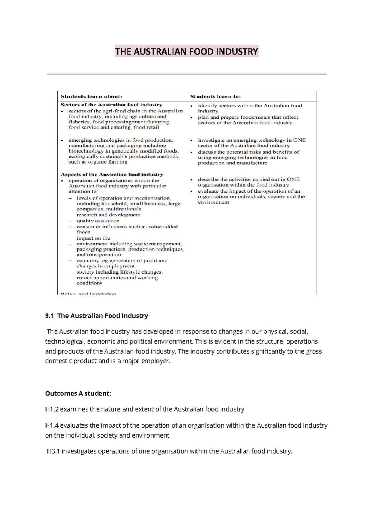 Sectors of the Australian Food Industry (AFI) - Comprehensive Notes ...