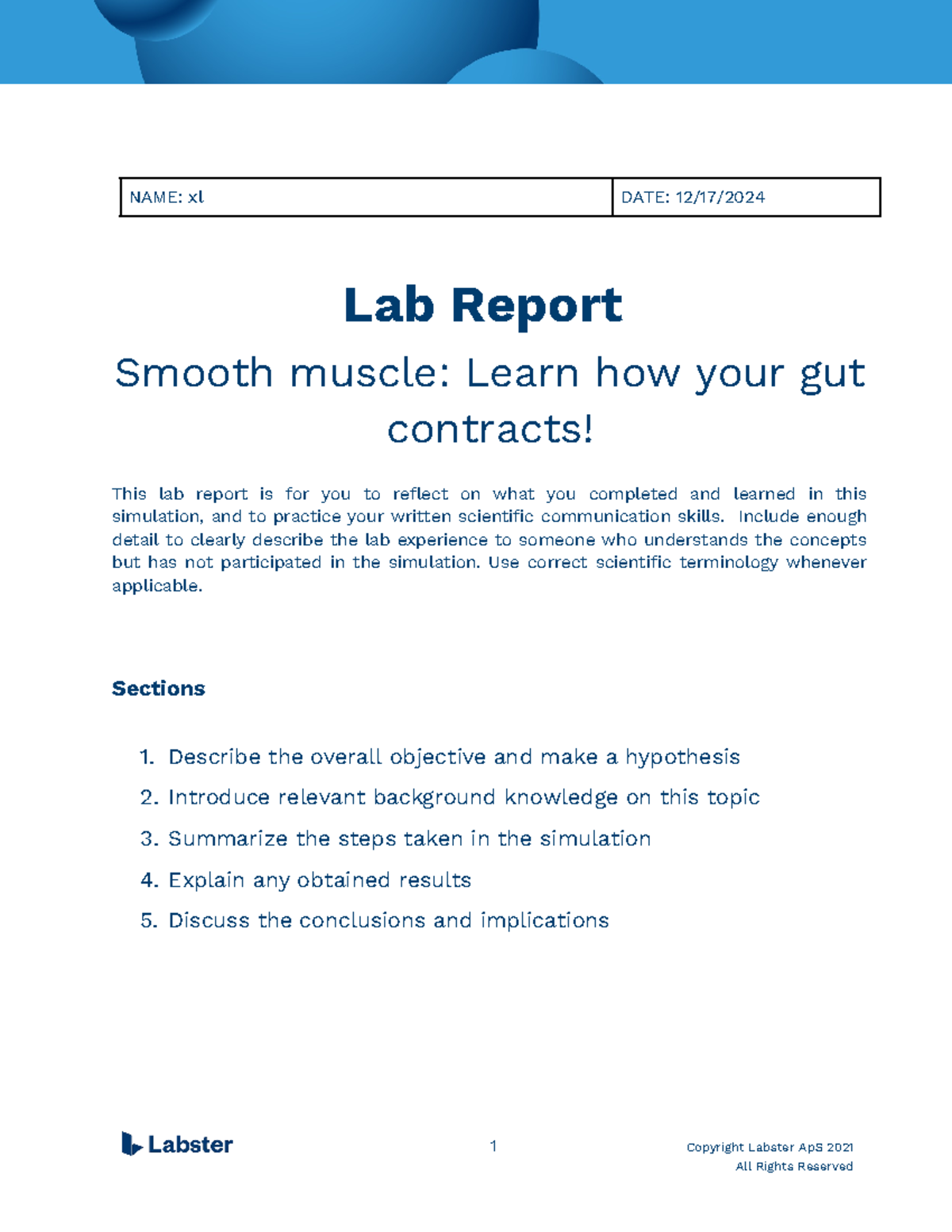 Lab Report: Smooth Muscle Contraction in Gut - Reflection and Analysis ...