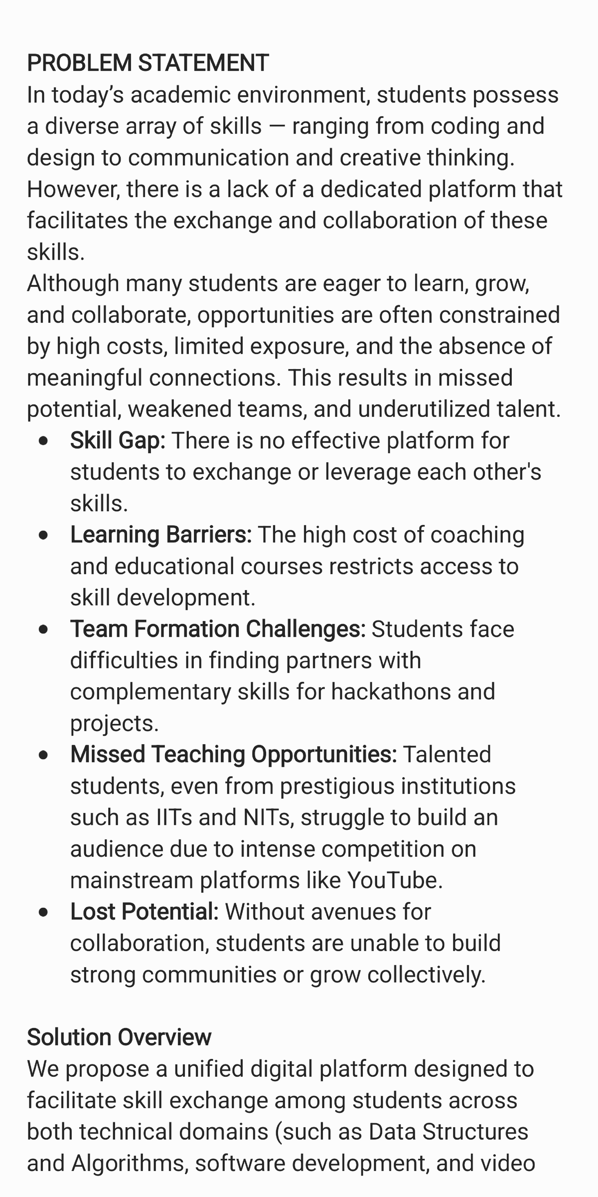 Hack 250427: Skill Exchange Platform Proposal for Students - Studocu