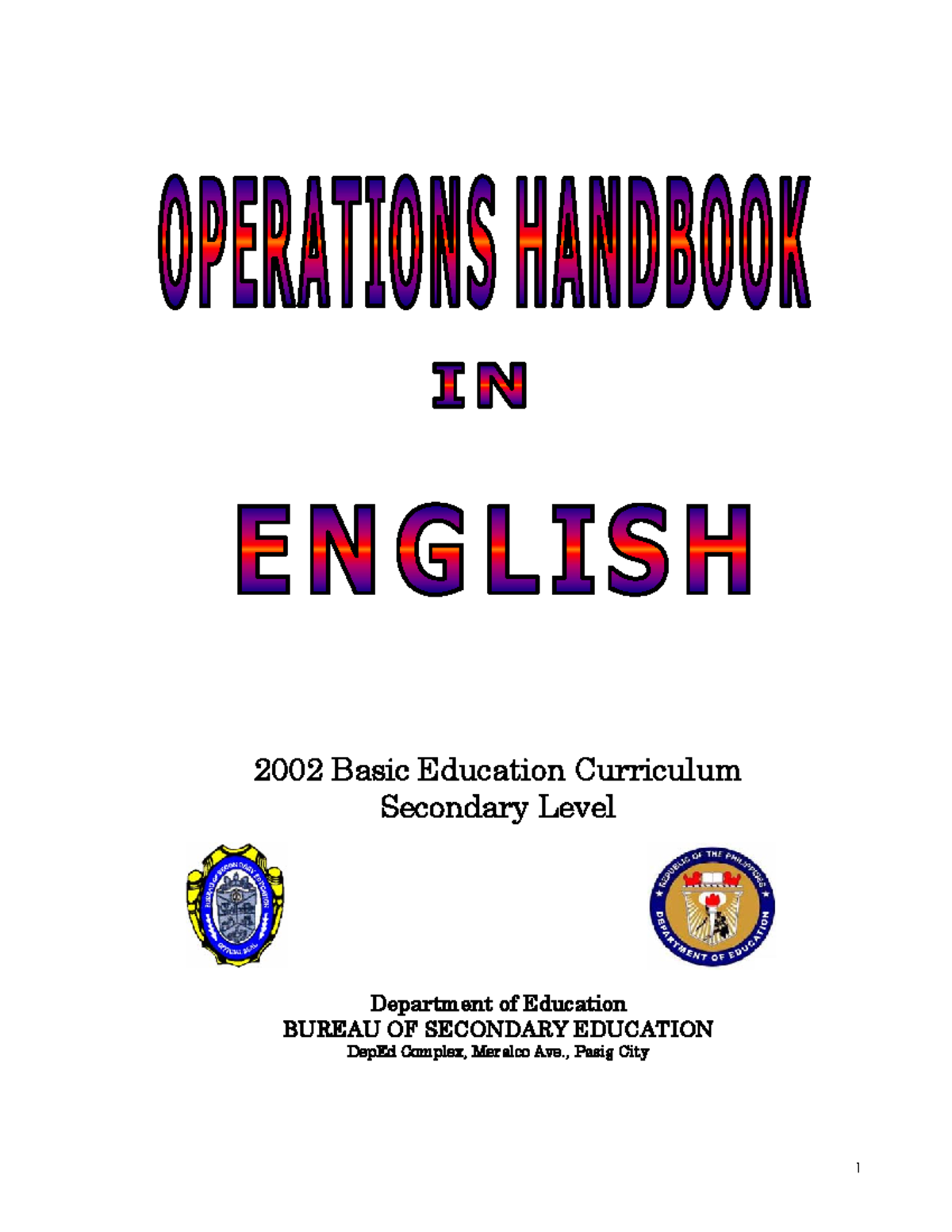 PSSLC ENGLISH 2002 Secondary Curriculum Overview and Learning Goals ...