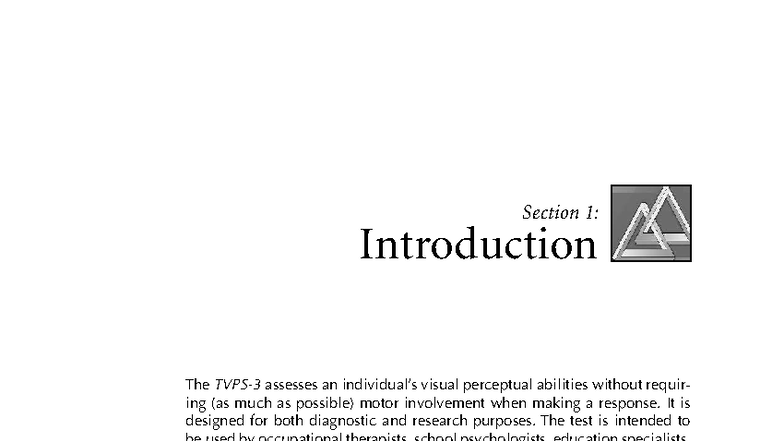 TVPS 3 Manual: Introduction to Visual Perceptual Skills Assessment ...