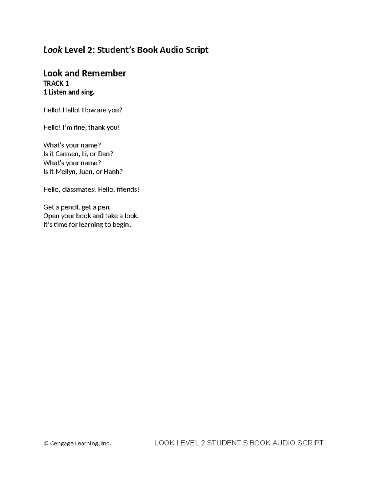 Look Level 2: Audio Scripts for Student Book (SB) - Studocu