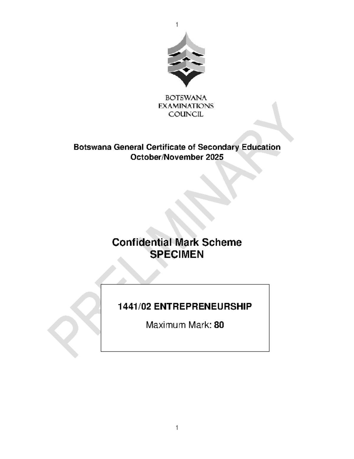 2025 Entrepreneurship Paper 2 Specimen Mark Scheme Analysis - Studocu