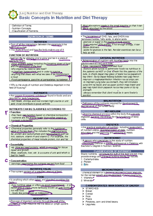 NUTRITION AND DIET THERAPY: NUTRITIONAL DIAGNOSIS & CARE PROCESS - Studocu