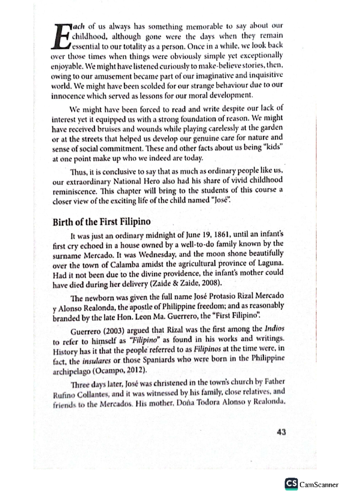 Chapter 1: The Childhood of José Rizal - 43 CS Prelim Notes - Studocu