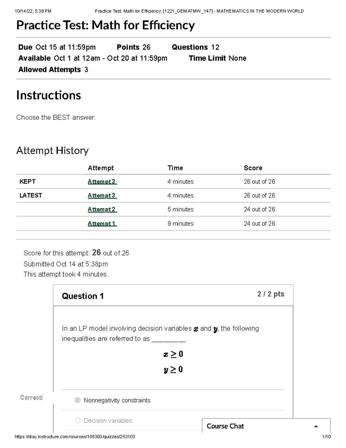 648488478 Practice Test Math for Efficiency Mathematics IN THE Modern ...