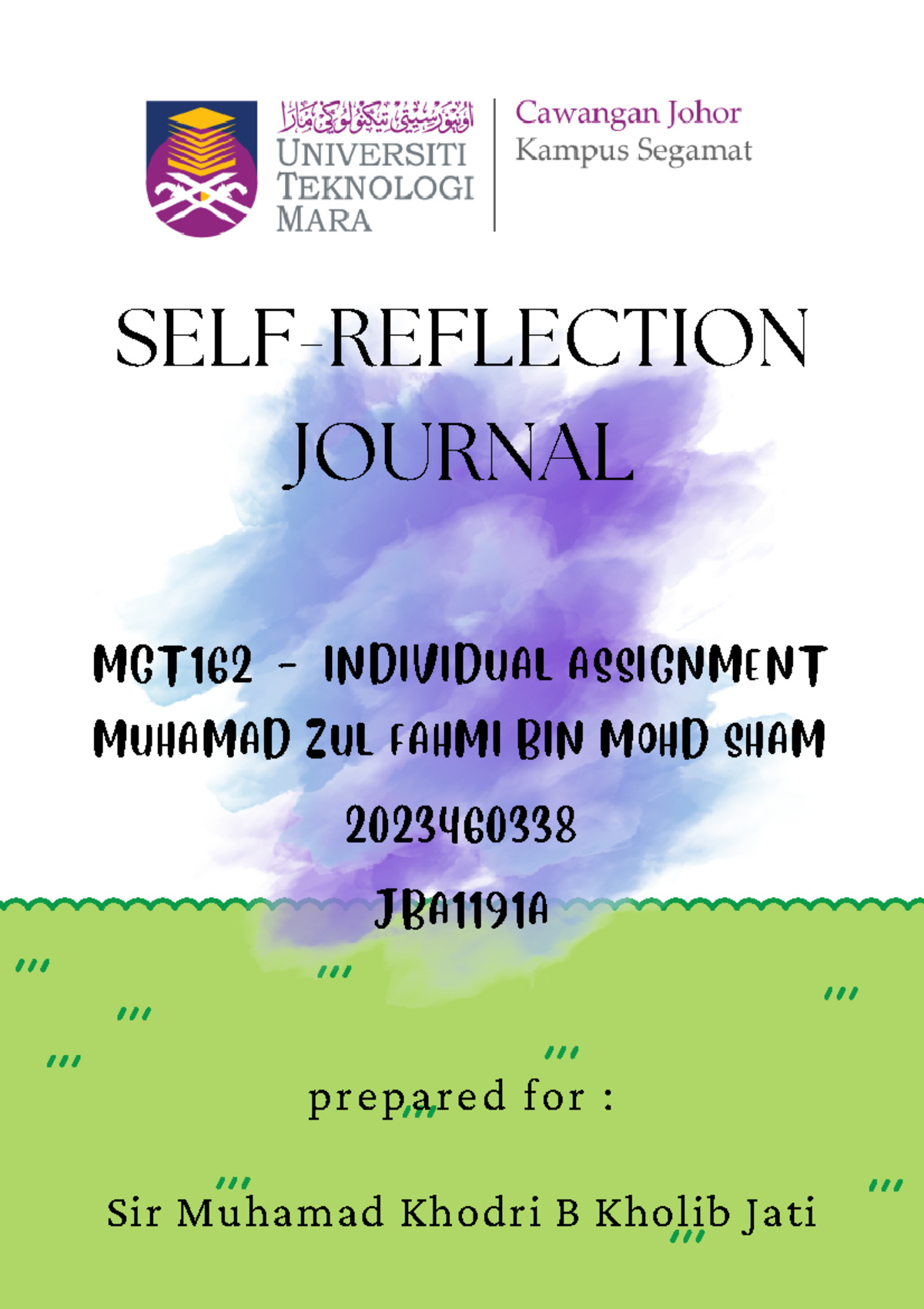 MGT162 - Self-Reflection Journal: Insights from Learning Chapters 8-10 ...