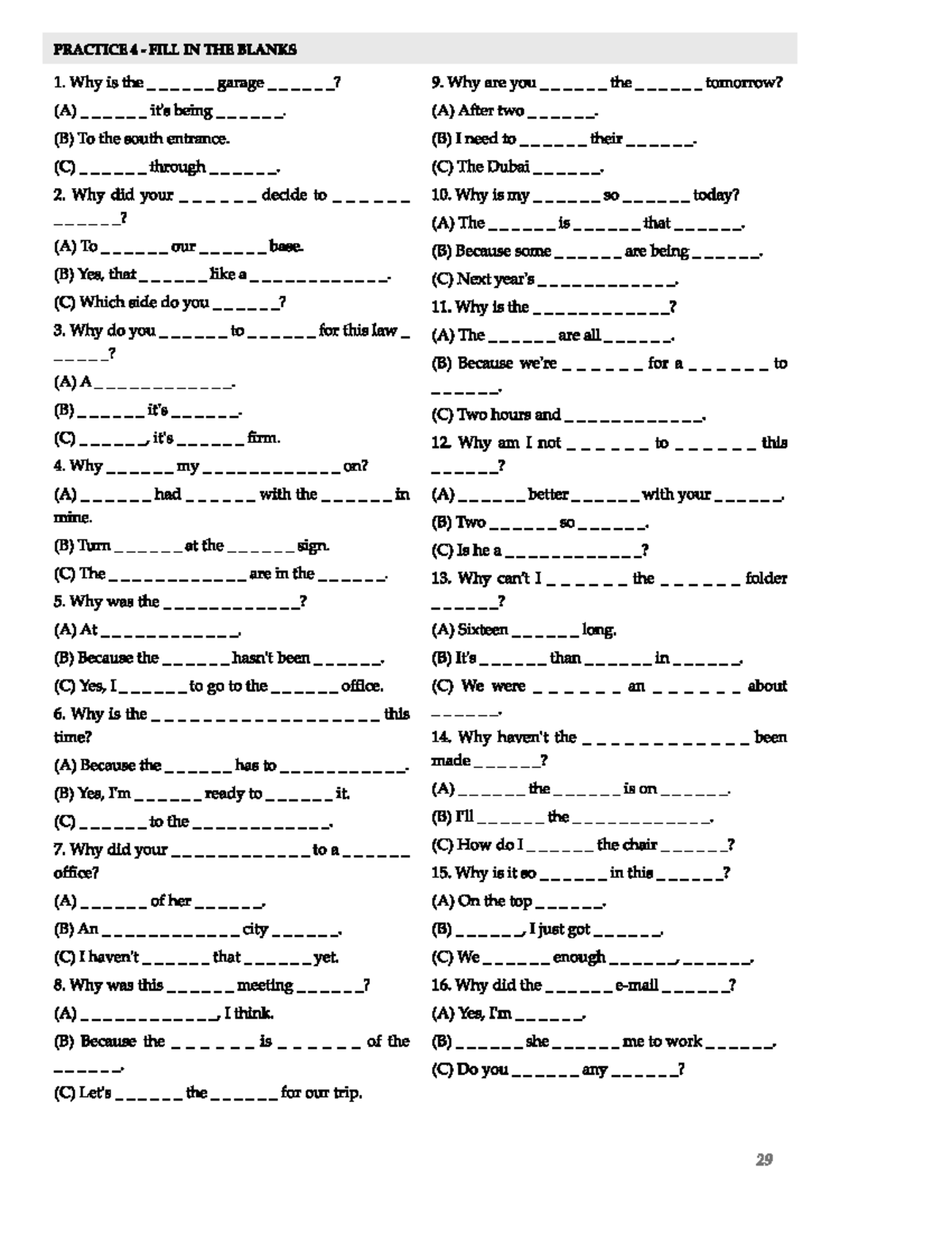 PRACTICE 4: FILL IN THE BLANKS EXERCISES - Studocu