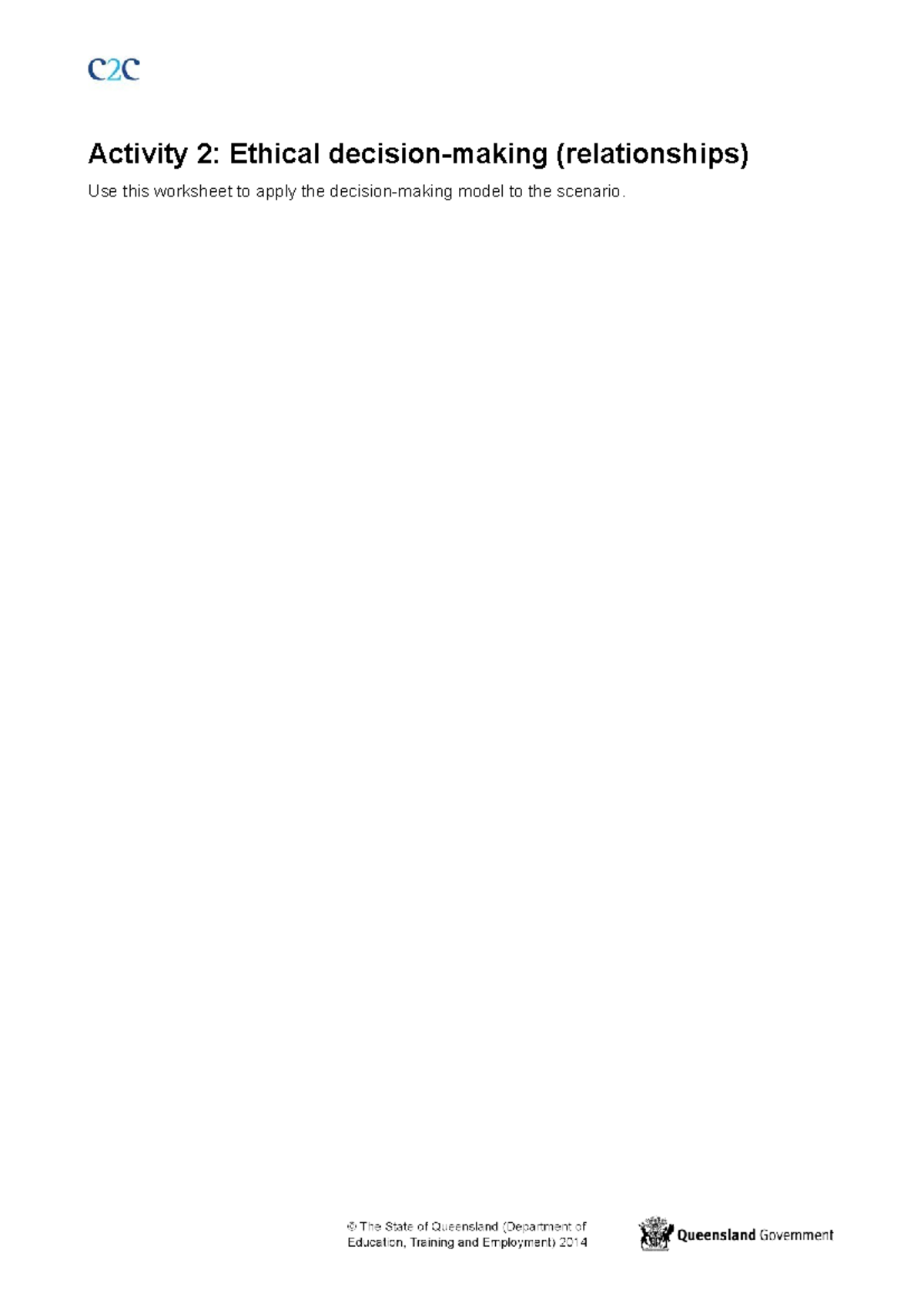 Ethical Decision-Making in Relationships: Activity 2 Worksheet - Studocu
