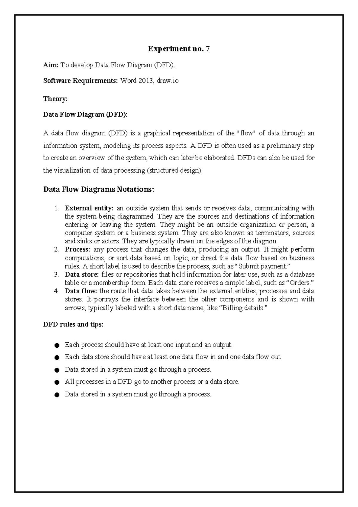 SE EXP 7 - Data Flow Diagram (DFD) Development Guide - Studocu