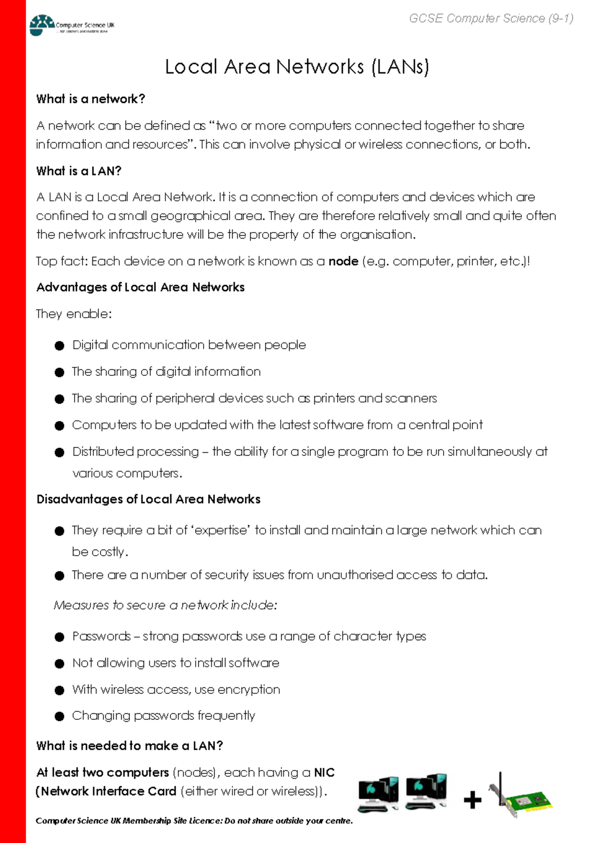 GCSE Computer Science: Understanding Local Area Networks (LANs) - Studocu
