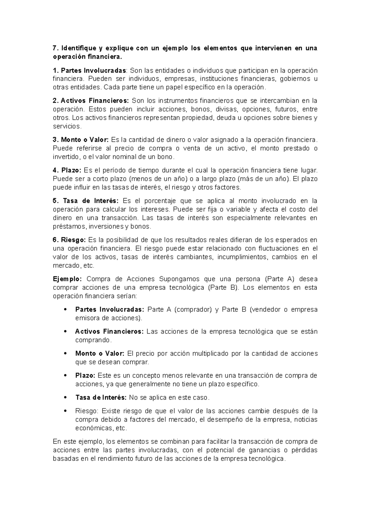 Elementos de una Operación Financiera: Ejemplos y Explicaciones - Studocu