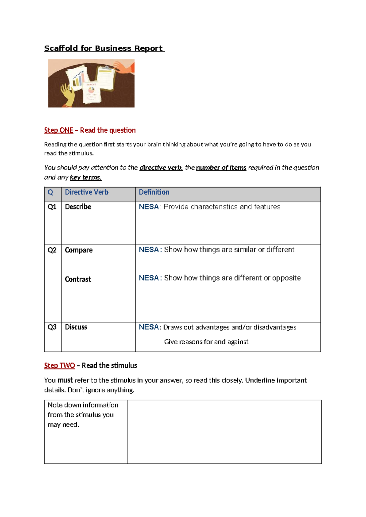 Scaffold for Year 10 Business Report: Step-by-Step Guide - Studocu