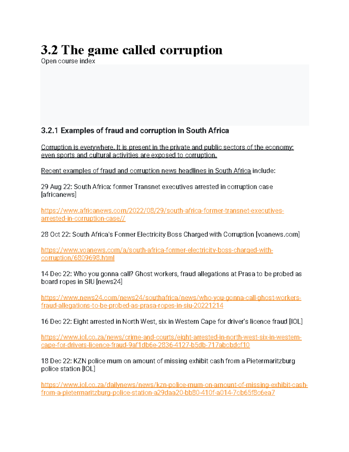 CAS1501 Study UNIT 3 - 3 The game called corruption Open course index 3 ...