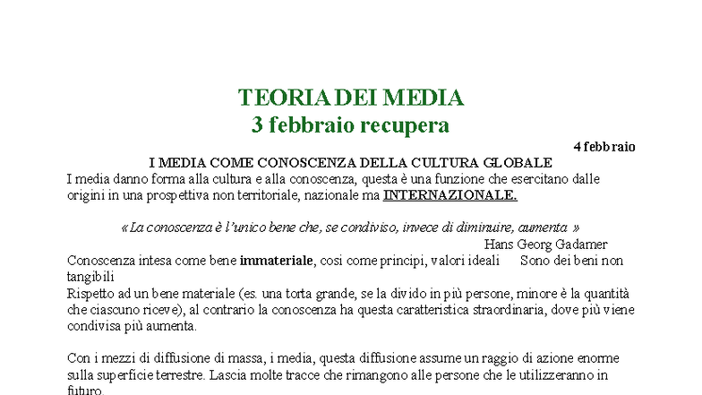 Teoria dei Media: Lezione Completa Corso Chiara Simonigh 2024/25 - Studocu