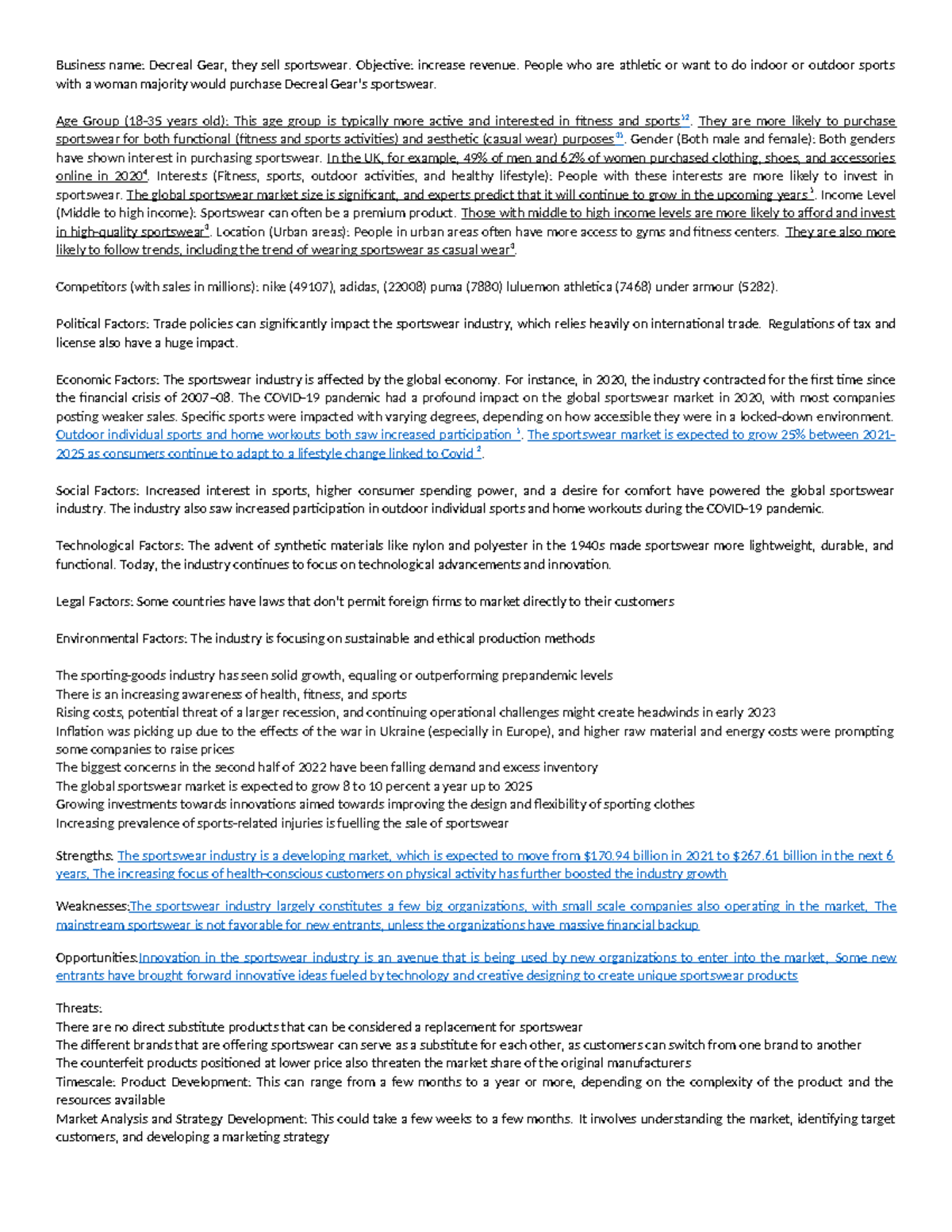 Business Analysis of Decreal Gear Sportswear: A Marketing Strategy ...