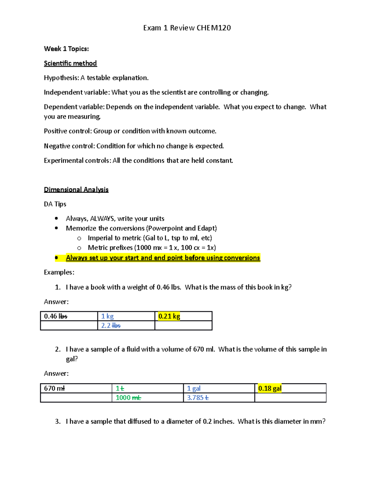 CHEM120 Exam 1 Comprehensive Review Guide on Fundamental Concepts - Studocu