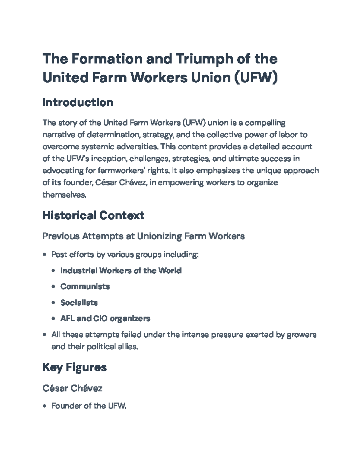 The Formation and Triumph of the United Farm Workers Union (UFW) - The ...