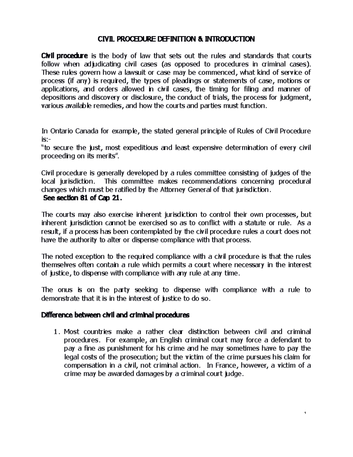Civil Procedure Notes: Key Concepts and Rules Overview - Studocu