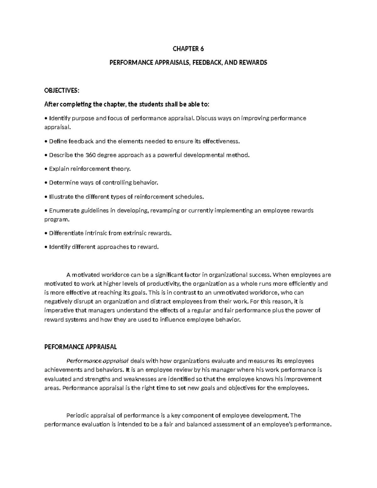 Chapter 6 HBO: Performance Appraisals, Feedback & Rewards Notes - Studocu