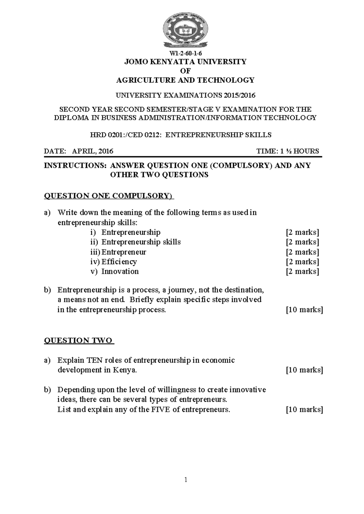 HRD 0212 & CED 0212: Entrepreneurship Skills Exam Notes - Studocu