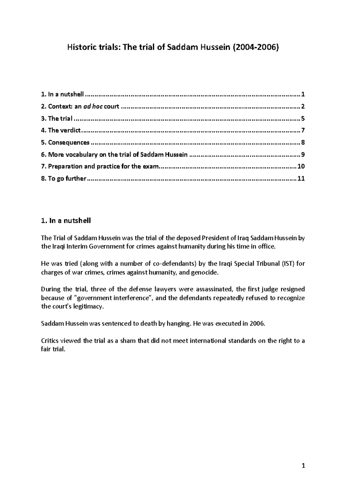 L3S1: The Trial of Saddam Hussein - An In-Depth Analysis - Studocu