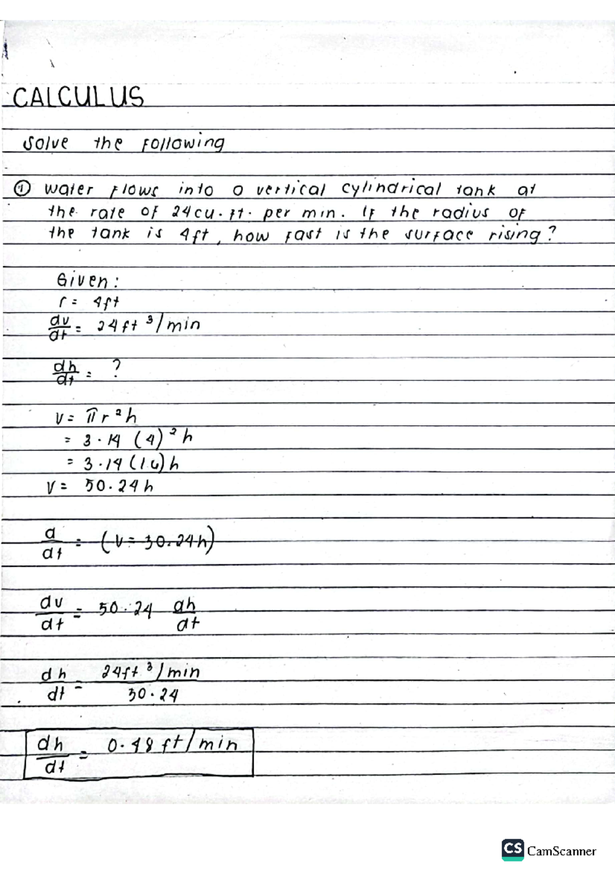 Calculus 1 Seatwork Problem Solving - CALCULUS solve the Following of ...