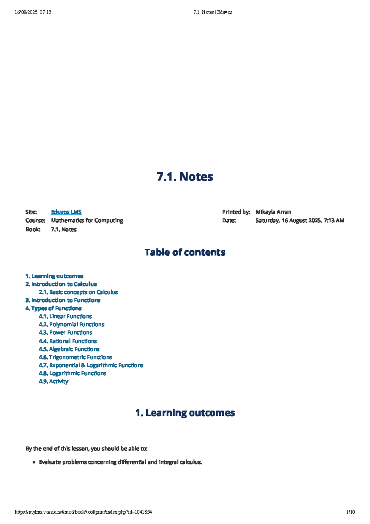 Mathematics for Computing 07:13 - Functions and Calculus Notes - Studocu