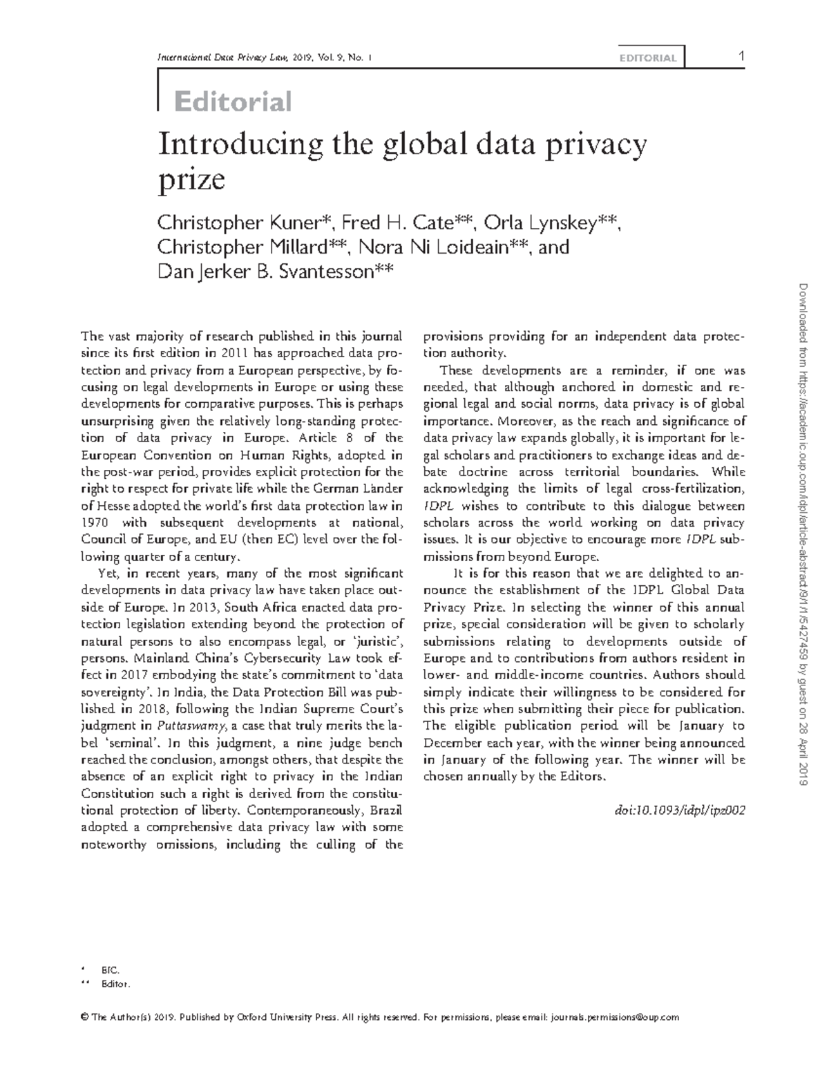 IDPL IPZ002 - Global Perspectives on Data Privacy Law - Studocu