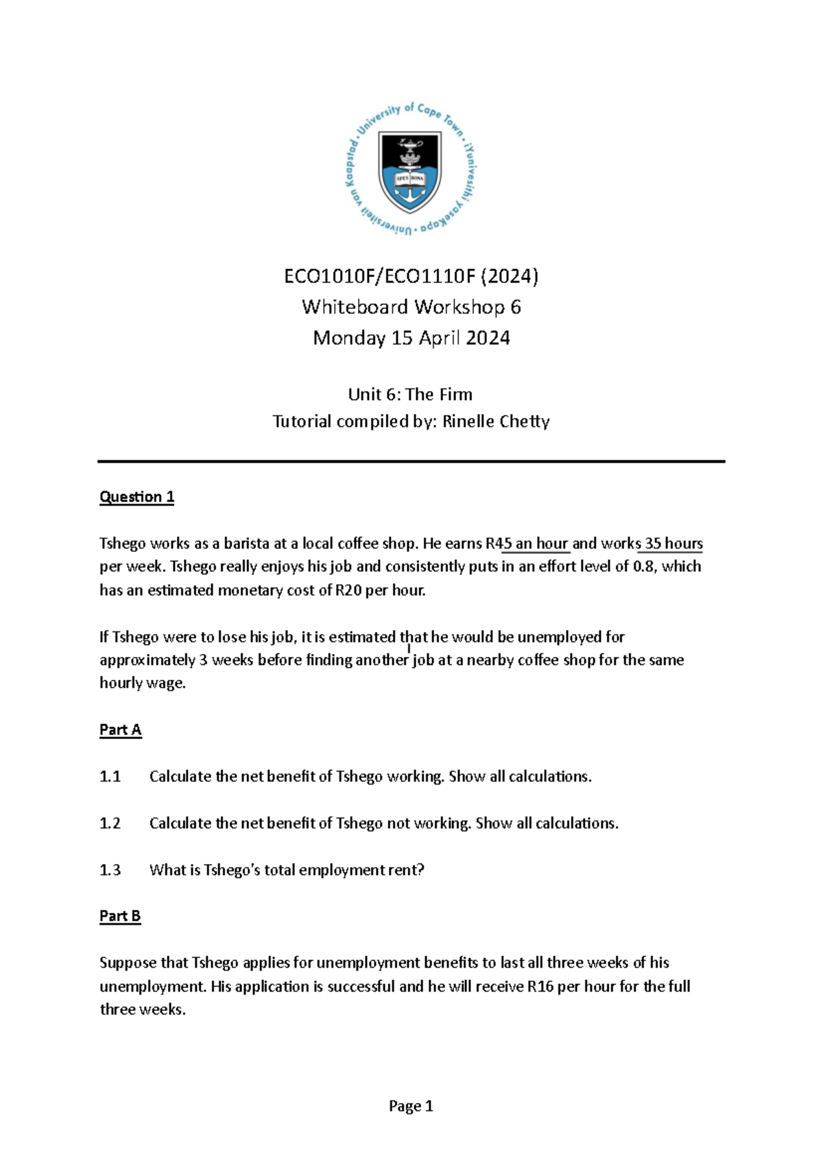 ECO1010F Whiteboard Workshop 6 (2024) - Page 1 ECO1010F/ECO1110F (2024 ...