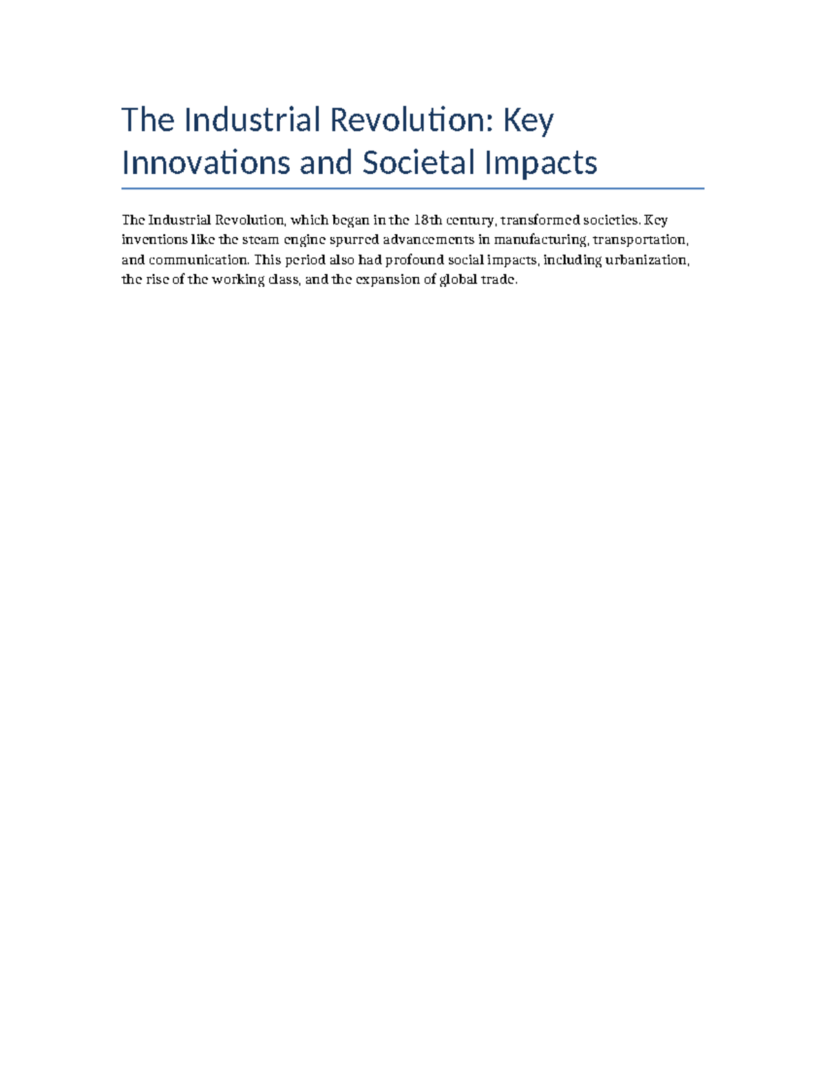 History Document 2 - industrial revolution - HH1001 - The Industrial ...