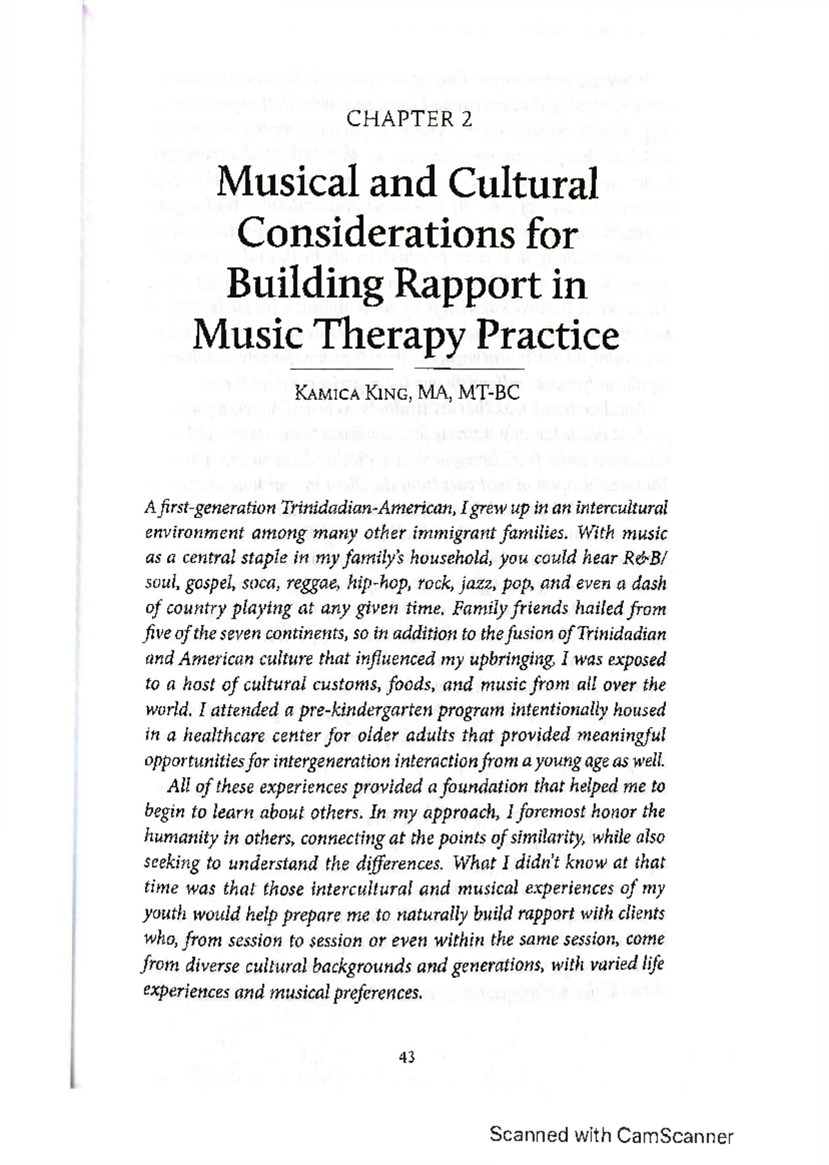 CHAPTER 2: Building Rapport in Music Therapy - Cultural Insights and ...
