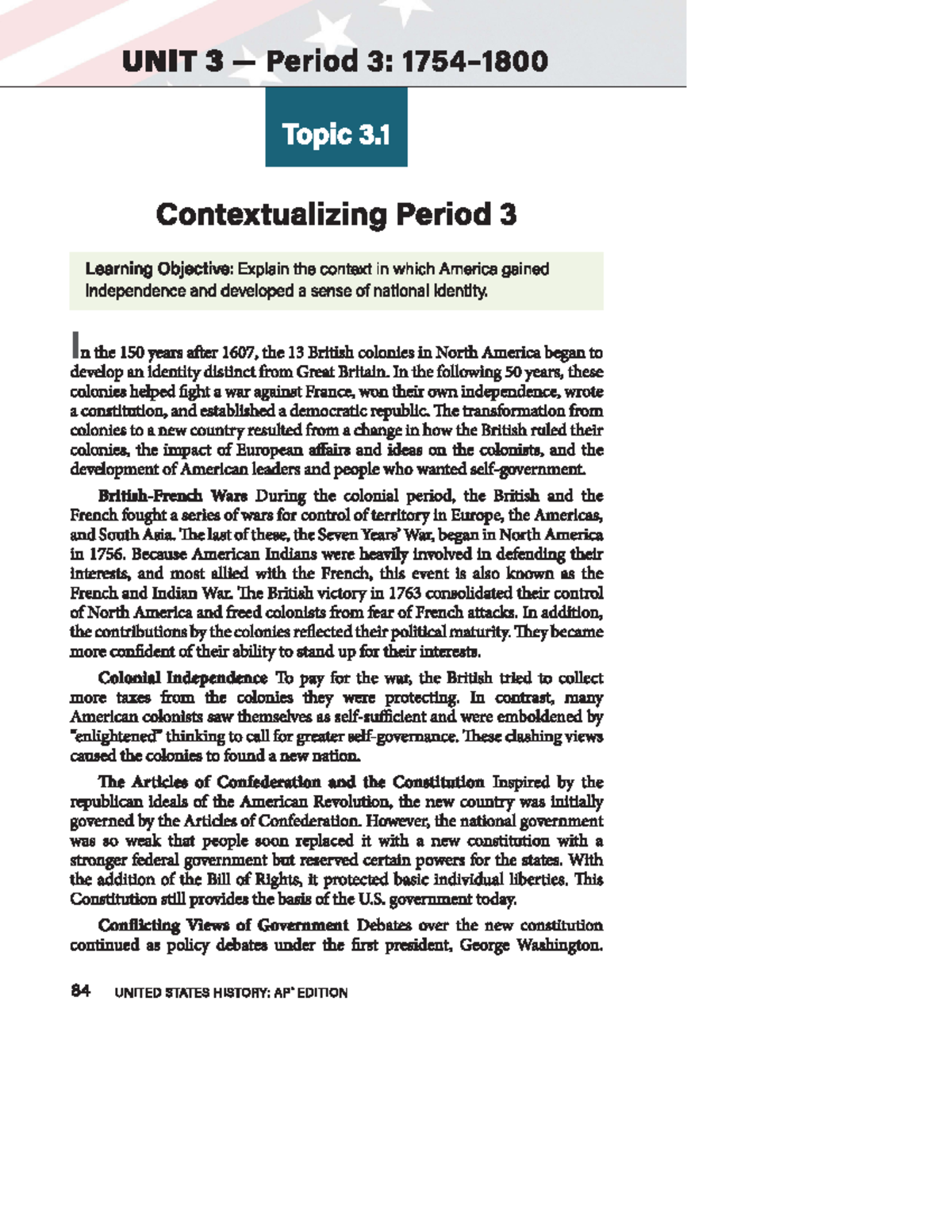 Amsco US History: Unit 3 - Contextualizing America's Independence - Studocu