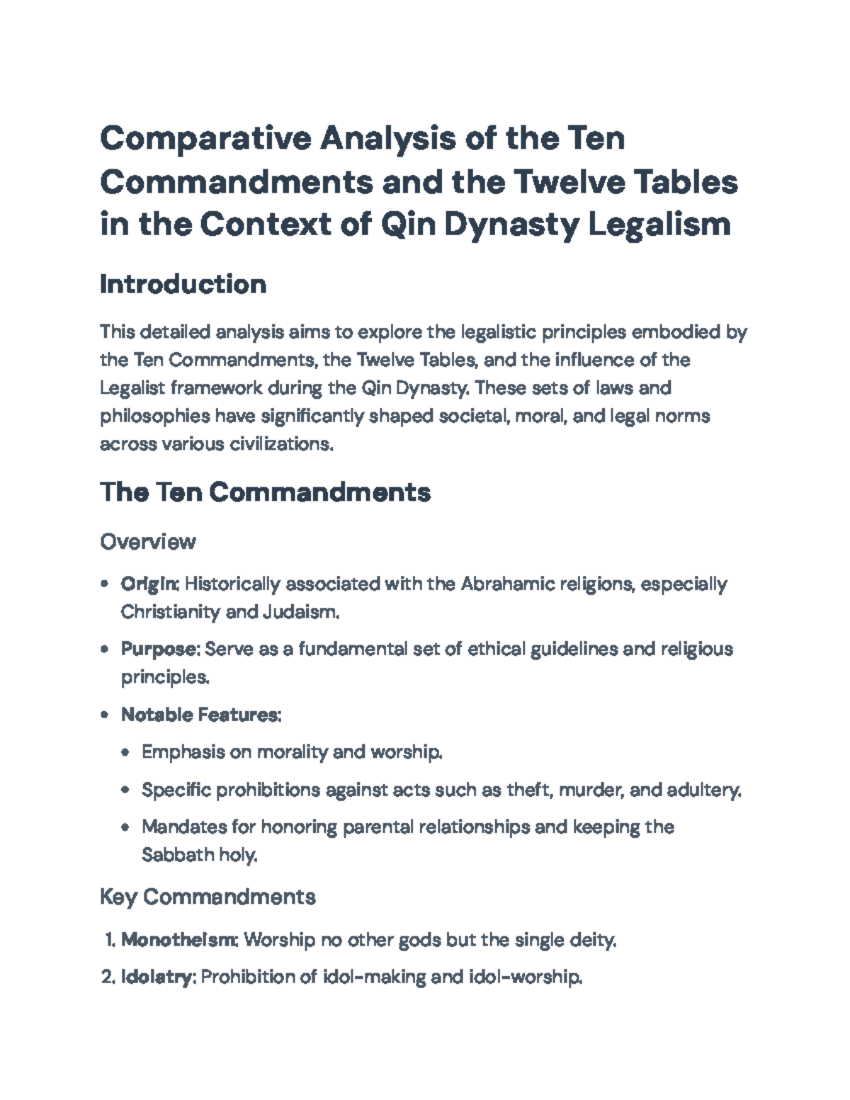 Comparative Analysis of Ten Commandments, Twelve Tables & Qin Legalism ...