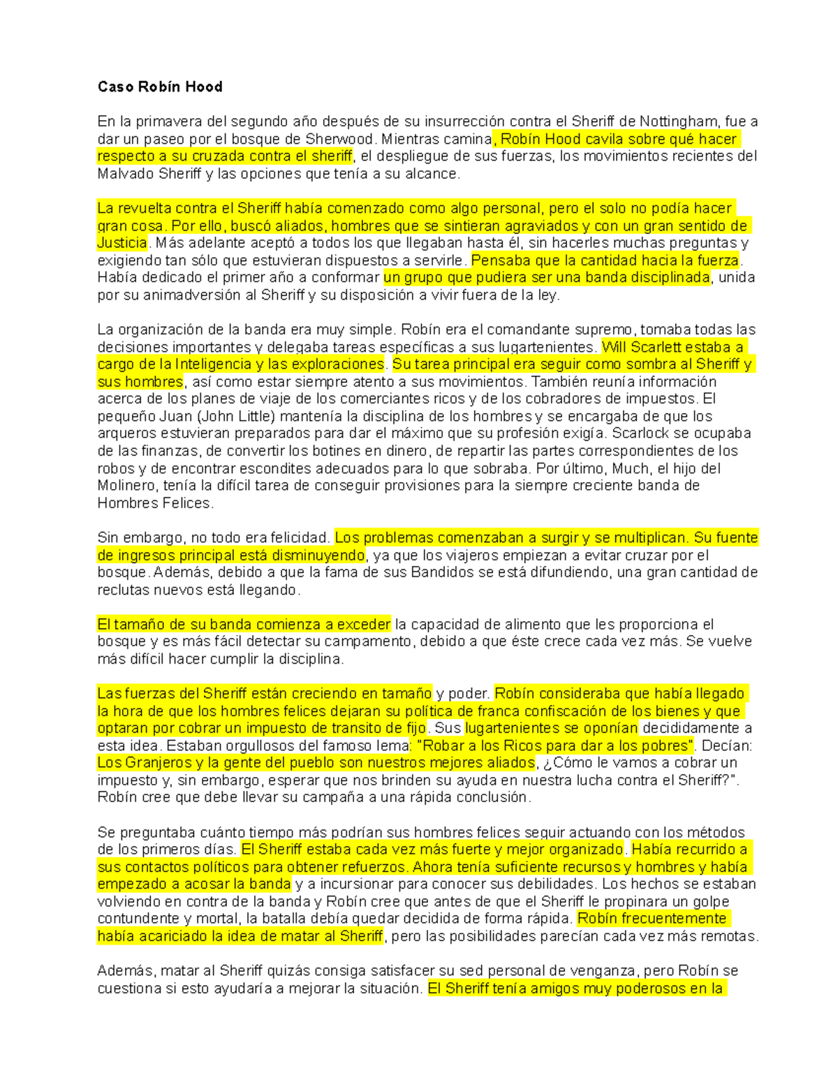 Caso Robin Hood - Resumen y Análisis de la Insurrección - Studocu