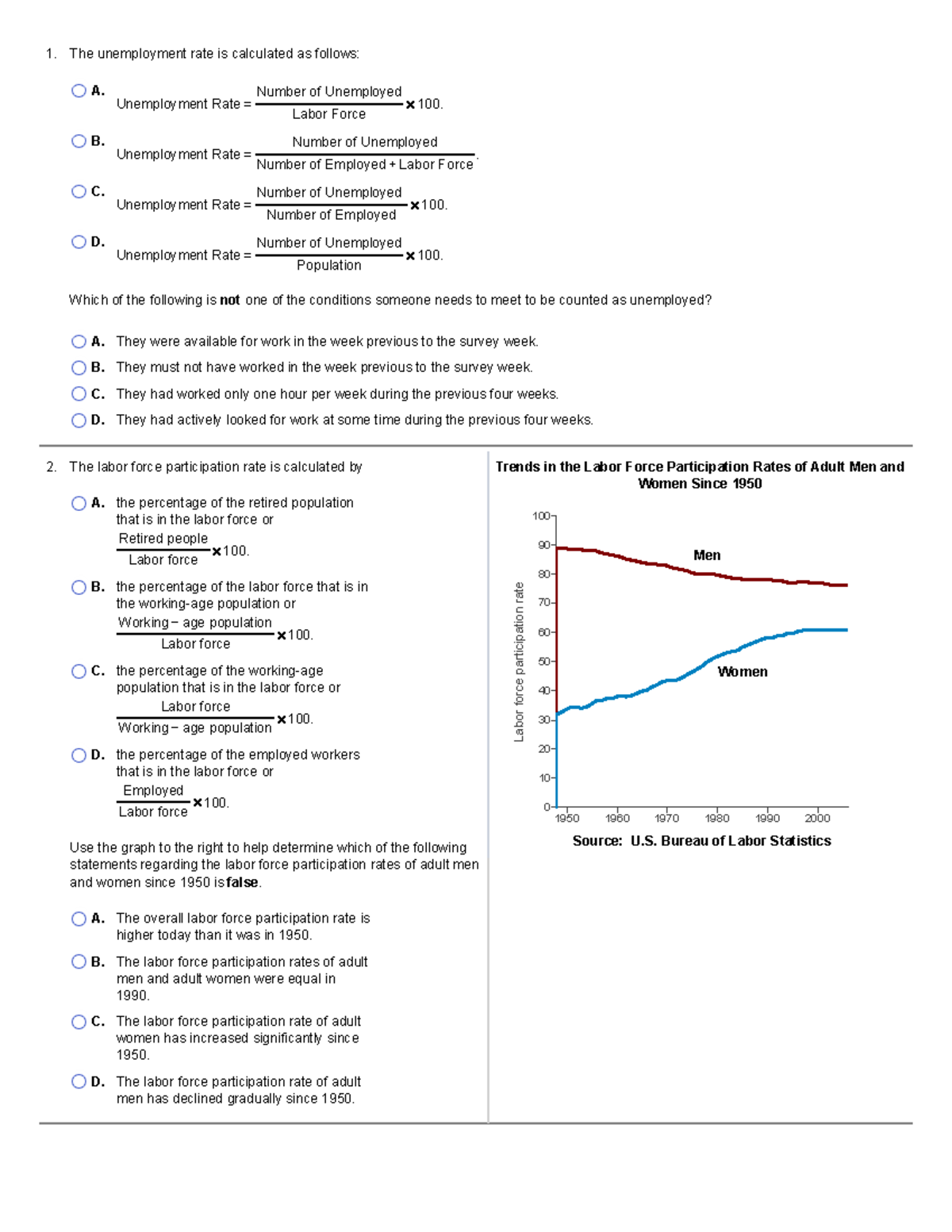 Unemployment Concepts Quiz for ECON 101: Types and Classifications - 1 ...