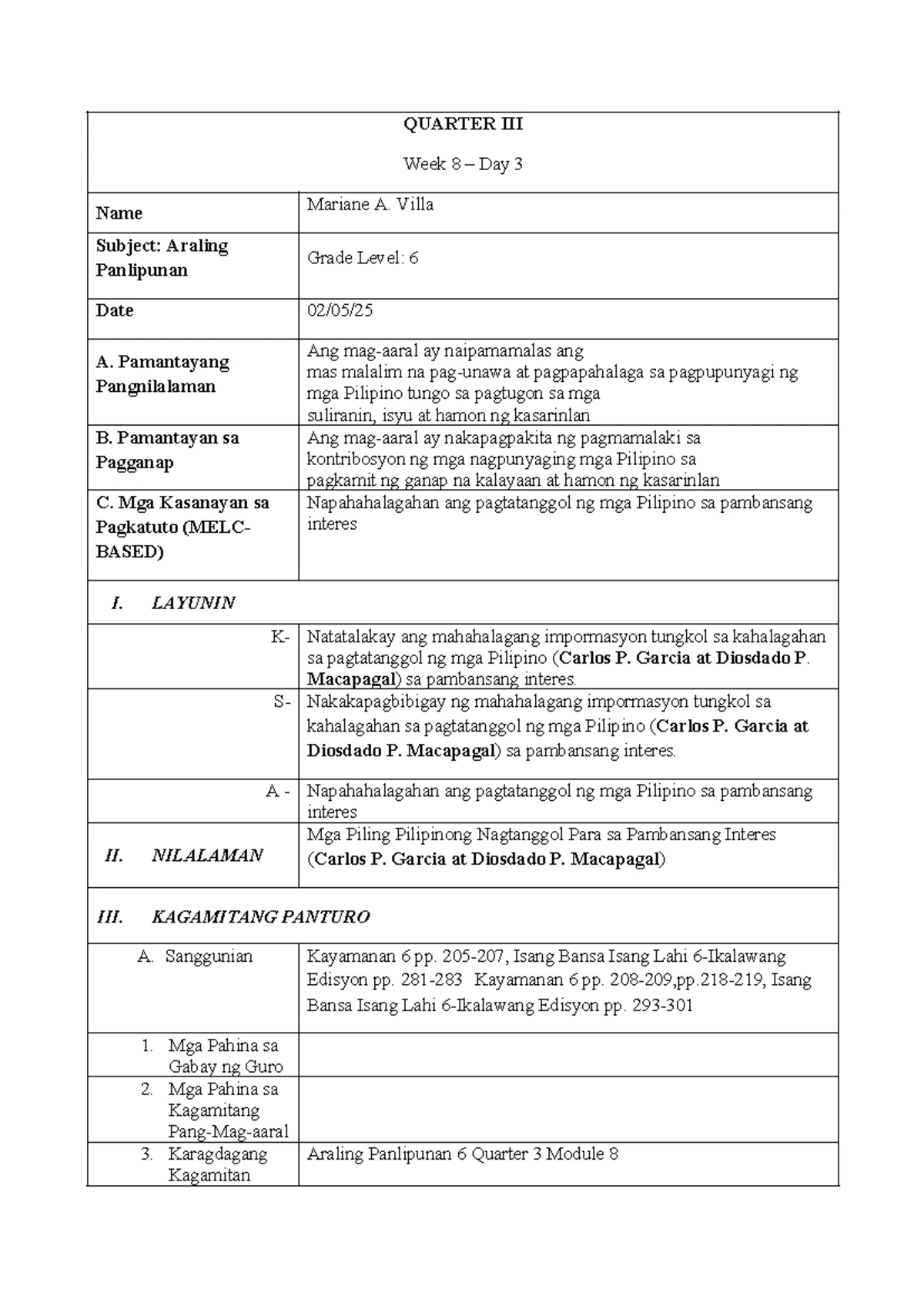 Detailed Lesson Plan in Science: Female Reproductive System (Grade 5 ...