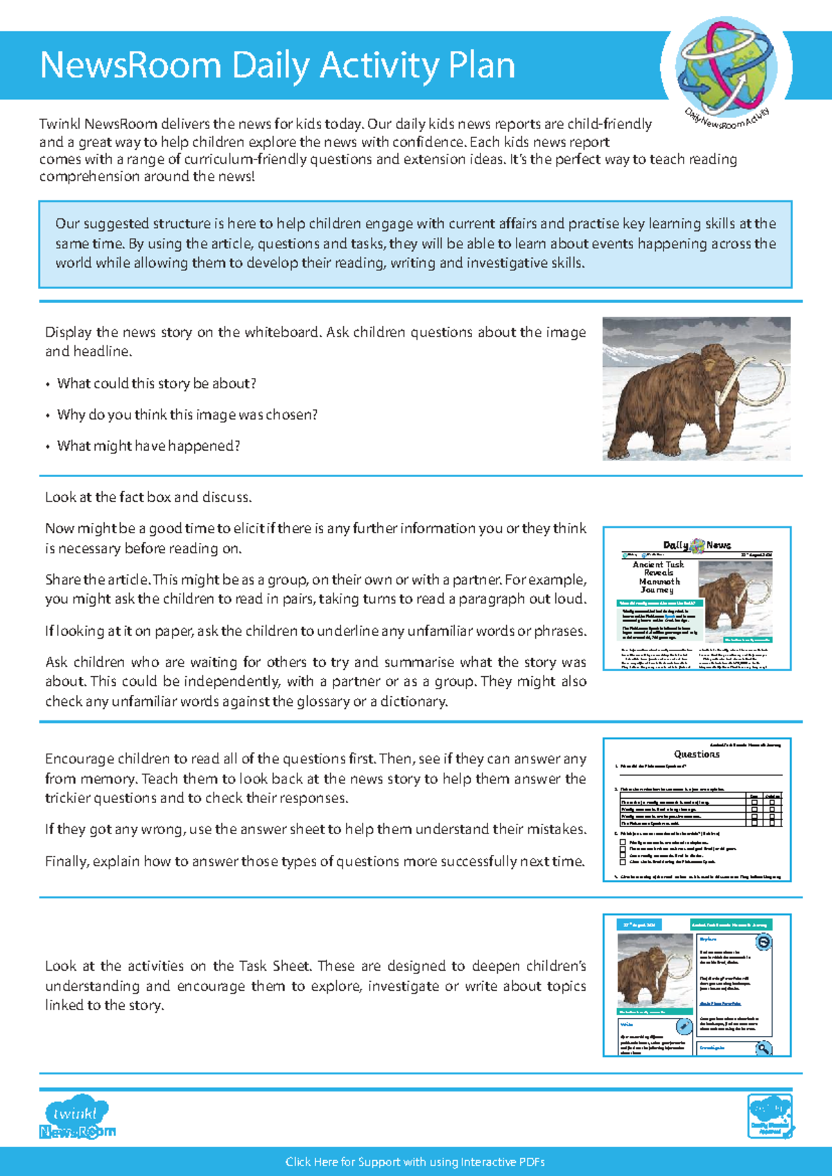 Daily Activity Plan: Exploring Woolly Mammoths (NewsRoom) - Studocu