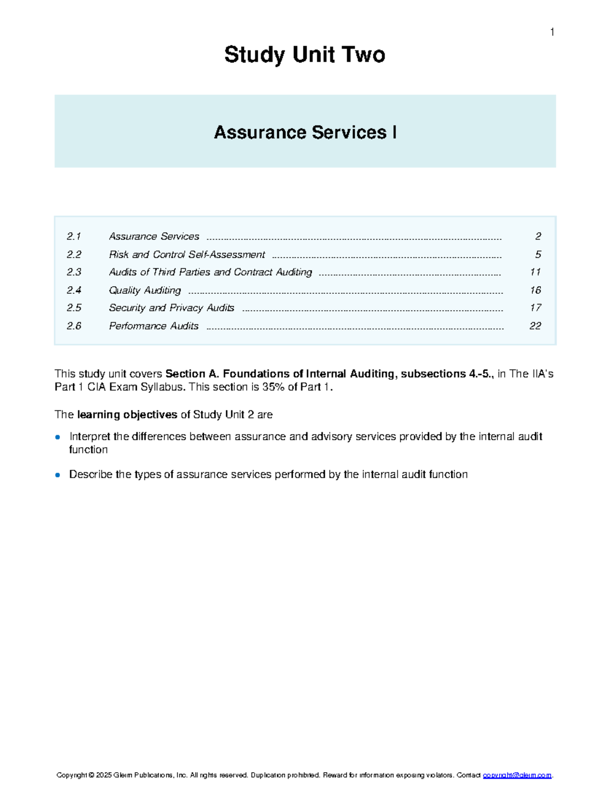 Study Unit 2: Assurance Services I - Overview & Key Concepts - Studocu