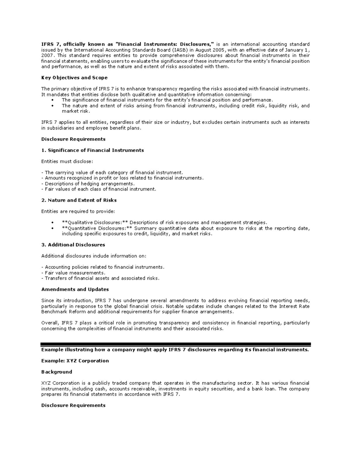 IFRS 7 - Summary of Financial Instruments & Disclosure Requirements ...