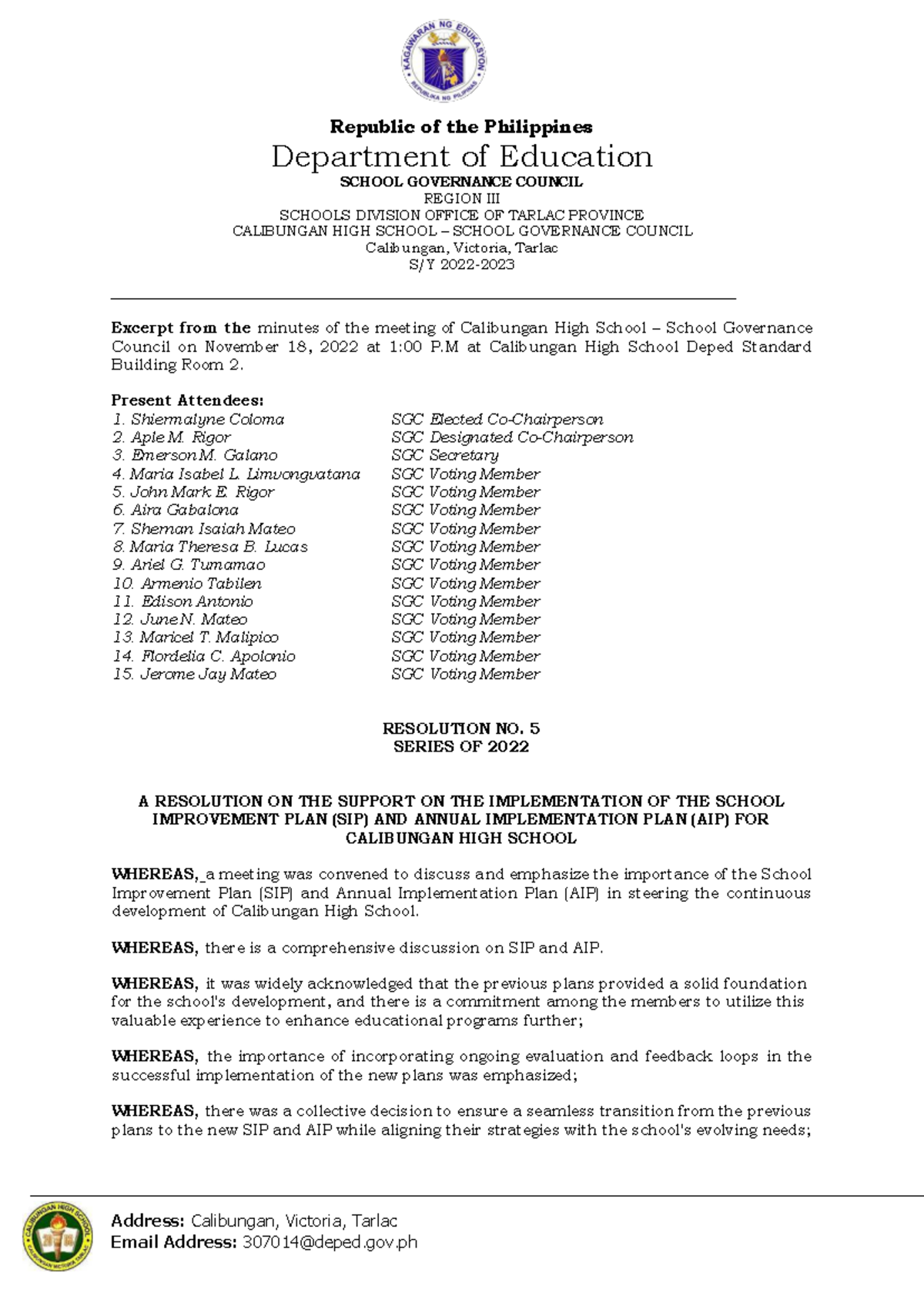 SGC Resolution No. 5: Support for SIP & AIP Implementation at ...