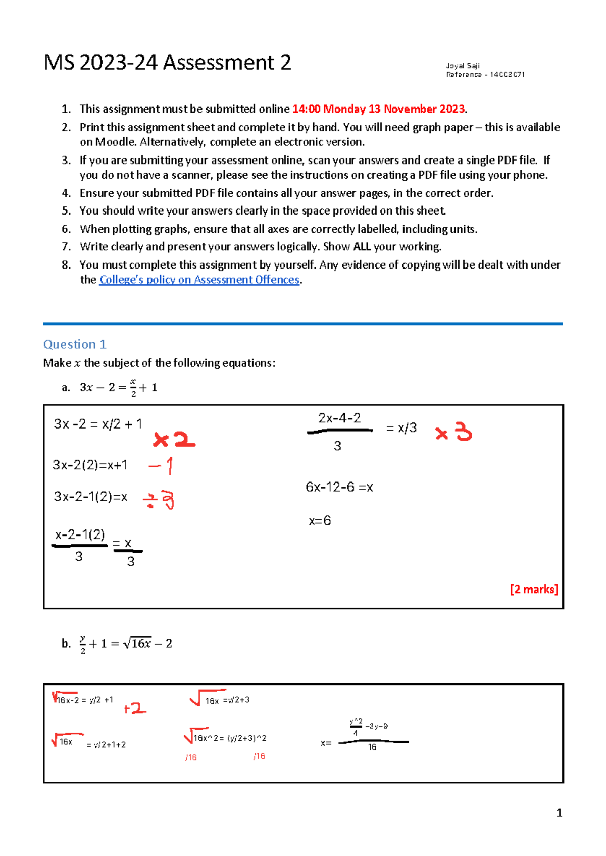 MS 2023-24 Assessment 2: Guidelines and Questions - Studocu