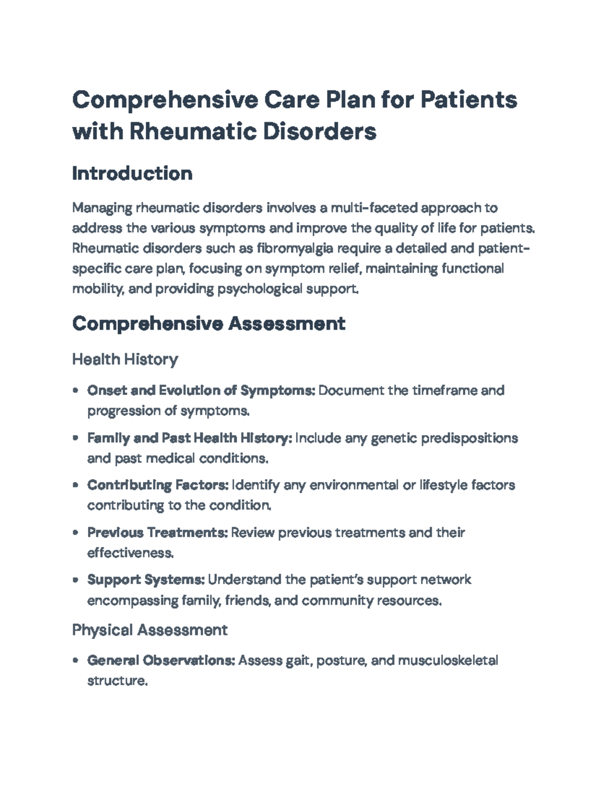 Comprehensive Care Plan for Patients with Rheumatic Disorders ...
