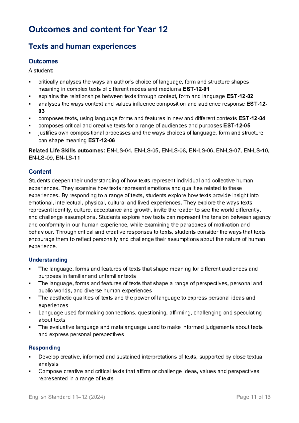 NESA English Standard 12: Texts & Human Experiences Overview (2024 ...