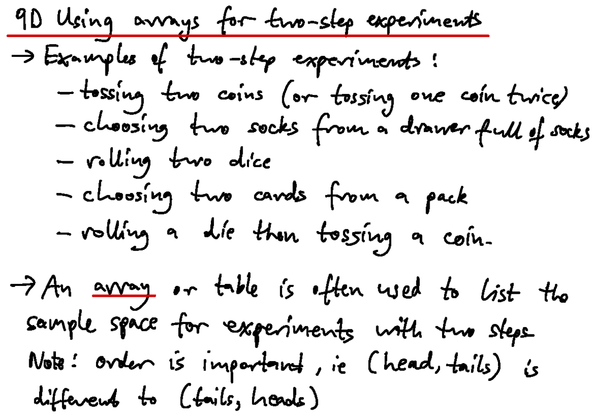 9D Using Arrays for Two-Step Experiments and Probability - Studocu