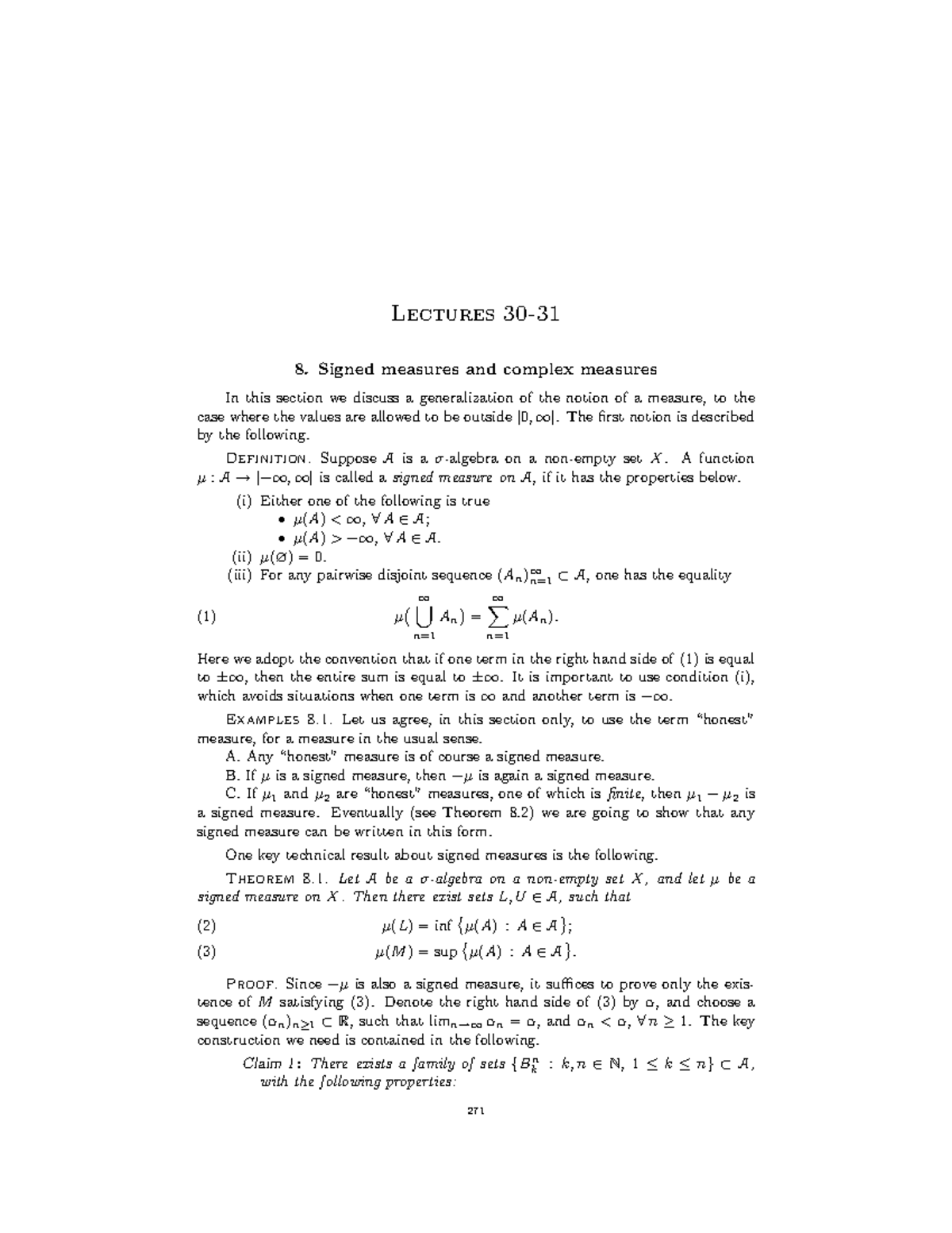 Signed measures and complex measures - Mathematics -I - AMU - Studocu
