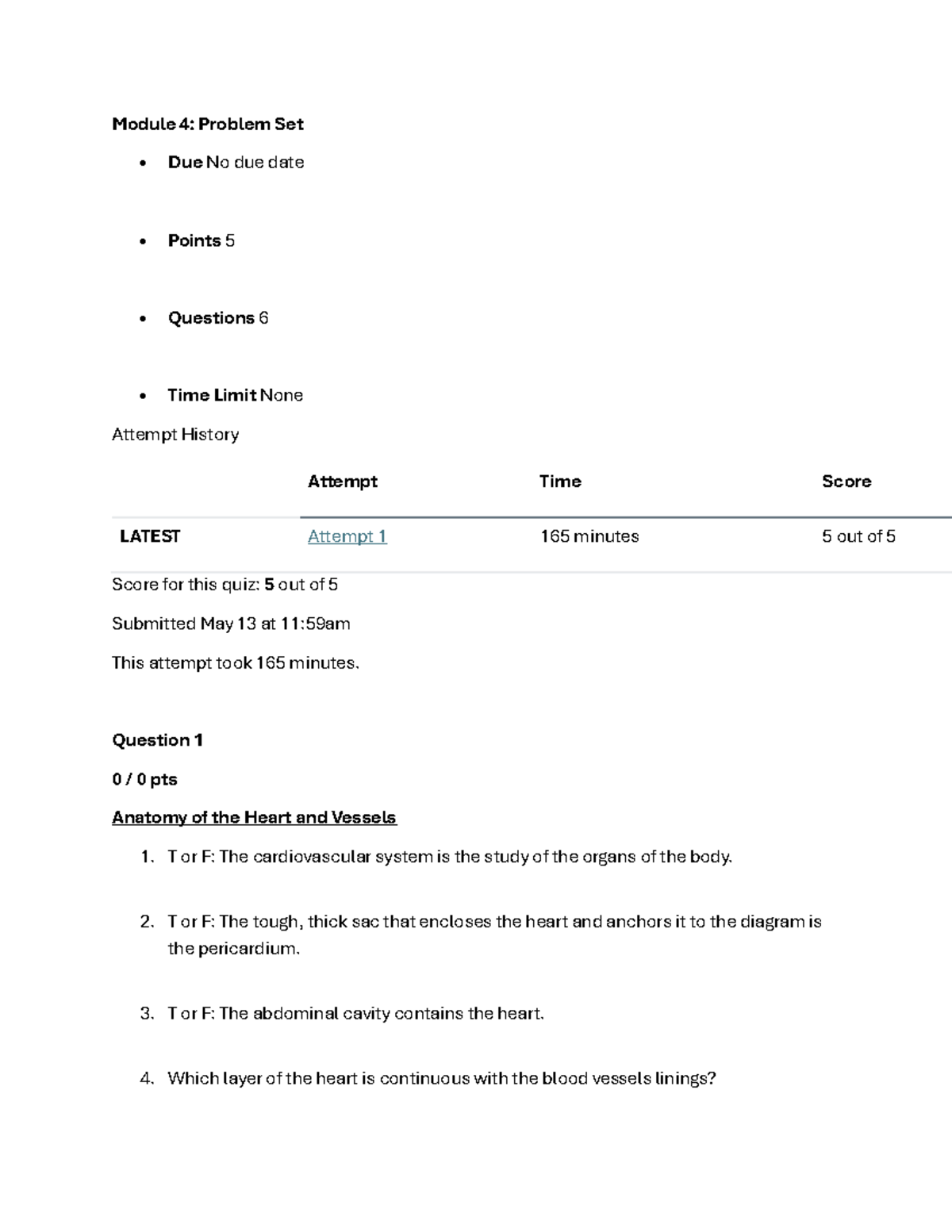A&P 2 Module 4: Cardiovascular System Problem Set Review - Studocu