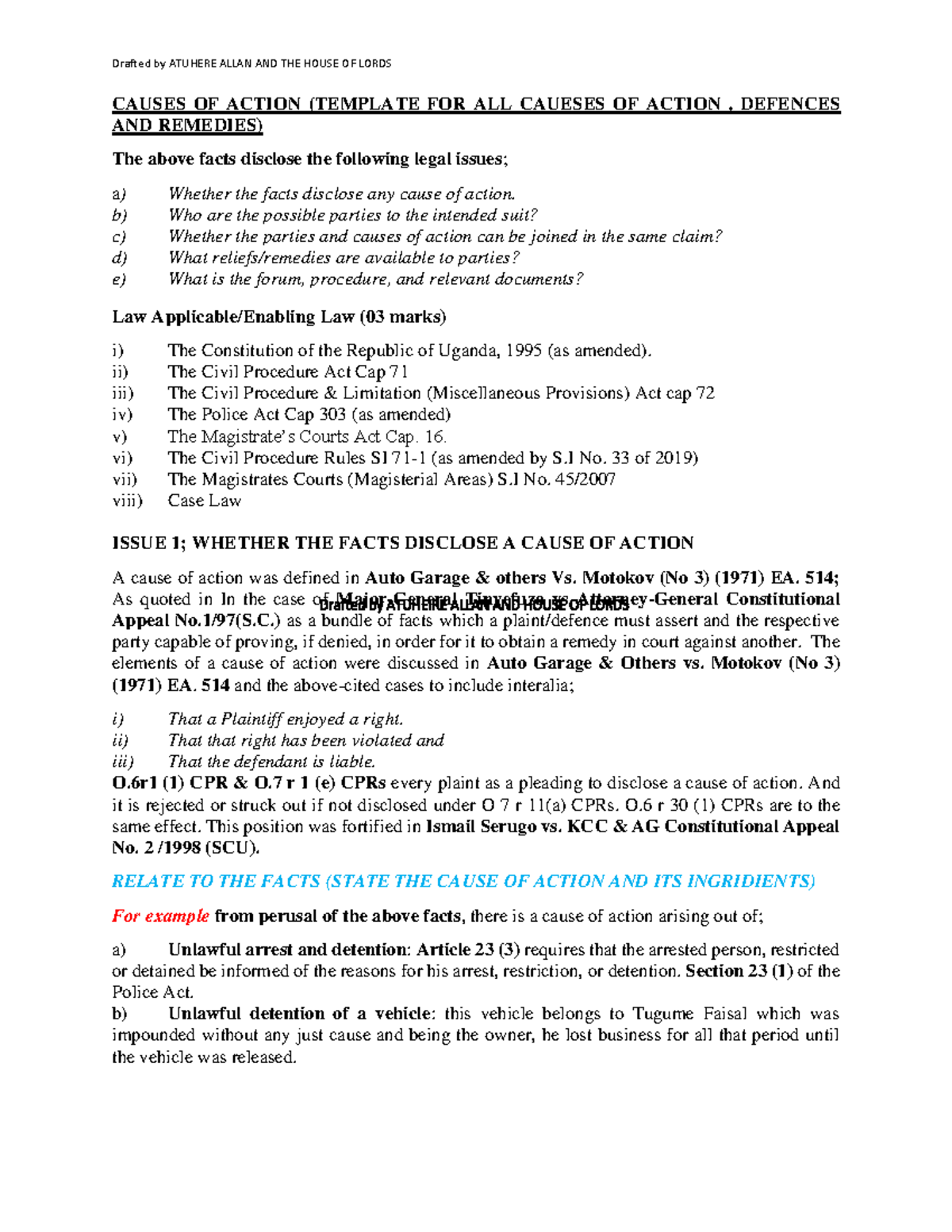 Causes of Action: Comprehensive Overview & Legal Framework (LAW 101 ...