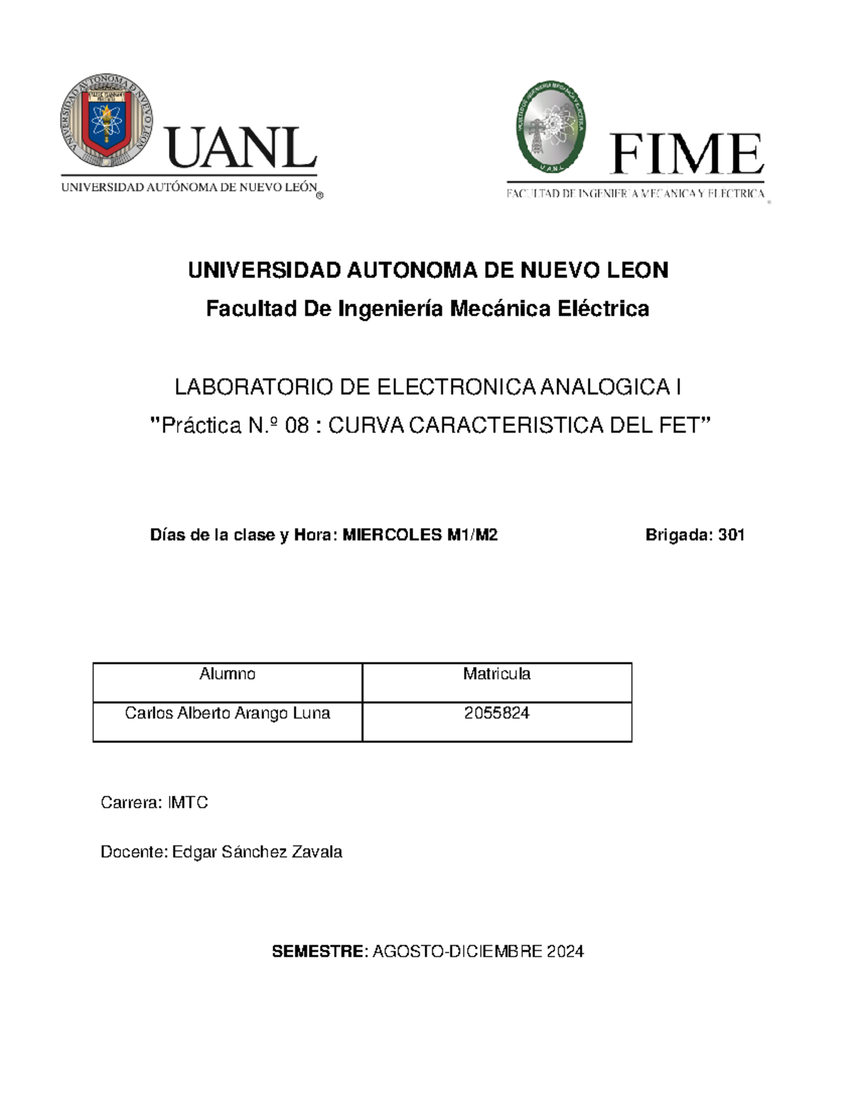 Actividad Fundamental 8-2055824 - Electronica 1 - UNIVERSIDAD AUTONOMA DE NUEVO LEON Facultad De ...