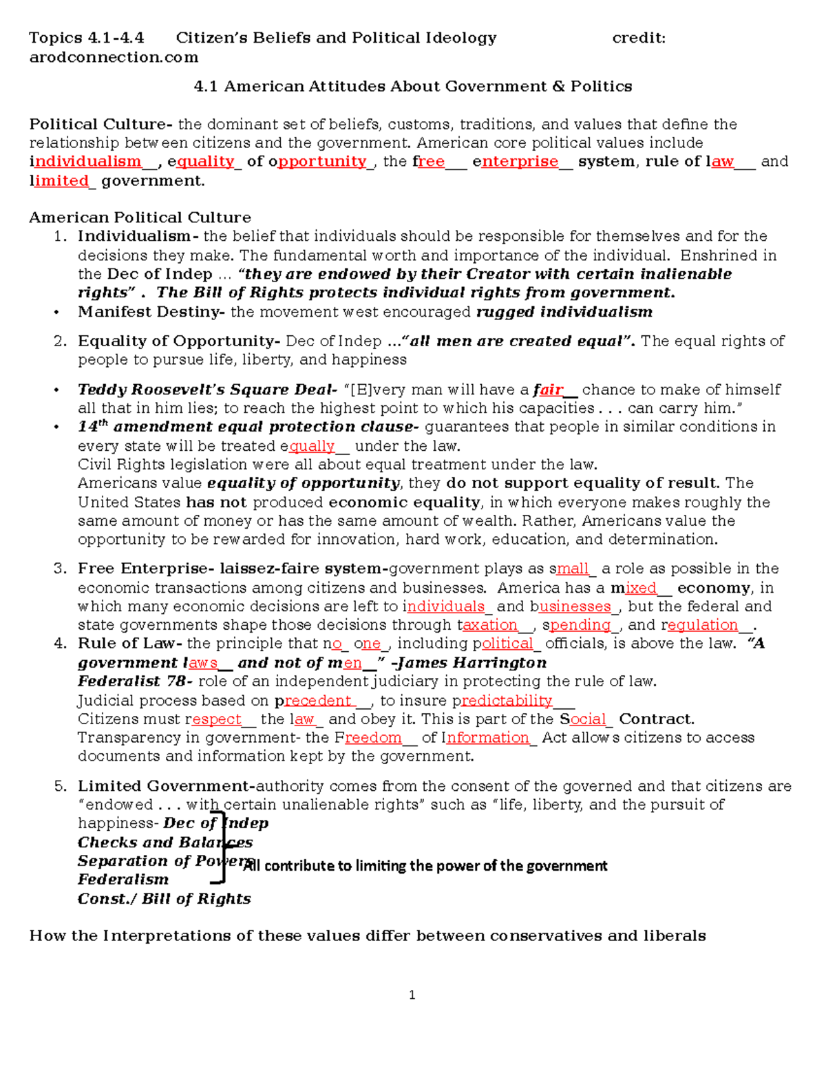 AP Gov. Chapter 4: Citizen Beliefs and Political Ideology (Topics 4.1-4 ...